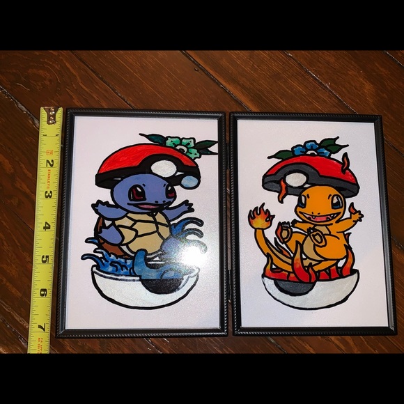 Art | Handmade Painted Oil Pokemon Squirtle Charmander American ...